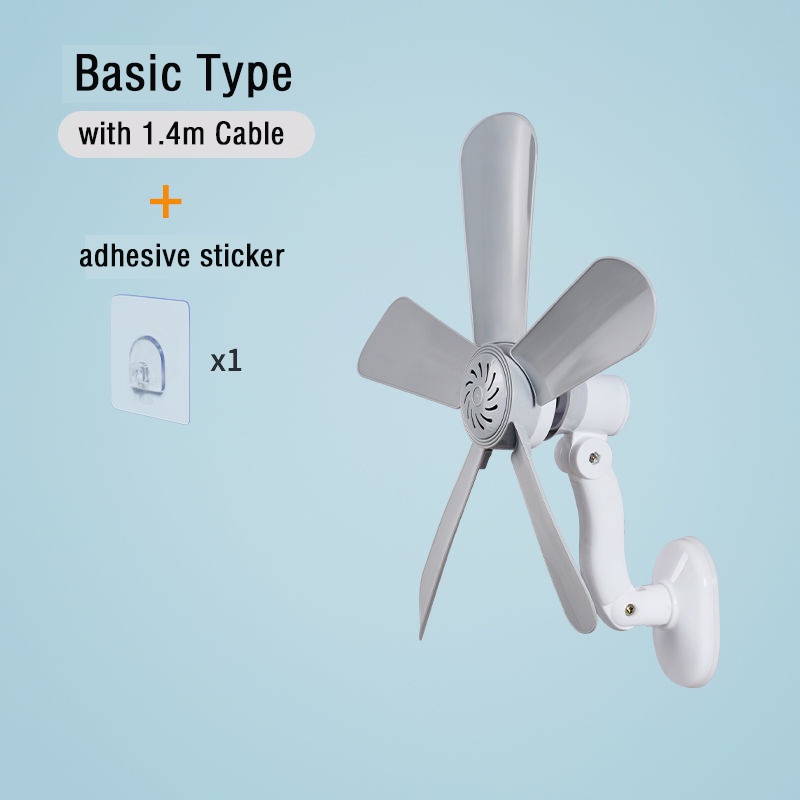 No-Drill Wall-mounted Electric Fan Hang Ceiling Fans Mute Small Wall ...