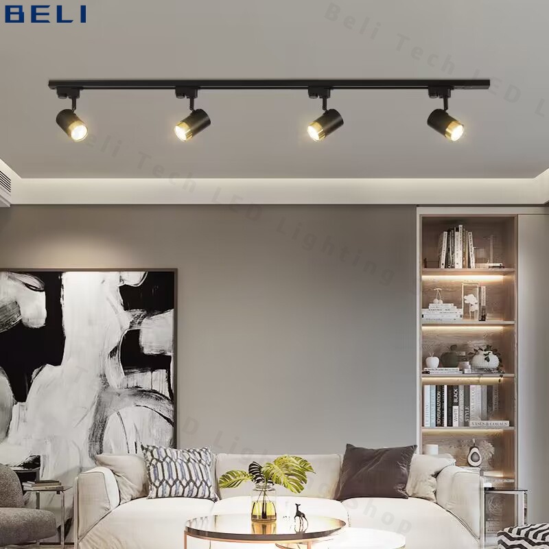 Background LED Track Light Adjustable Spotlight GU10 Aluminum Track ...