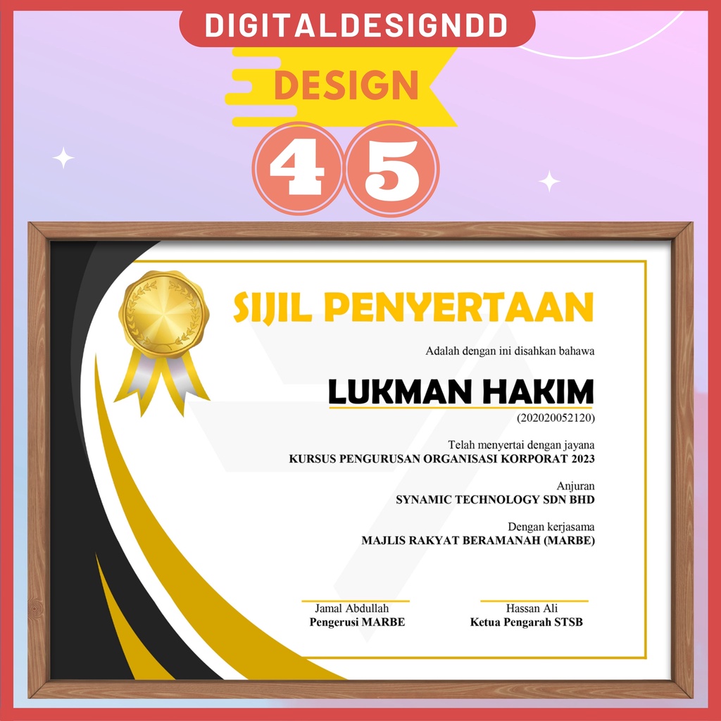 Sijil digital 48 template digital certificate pelbagai pilihan edit ...
