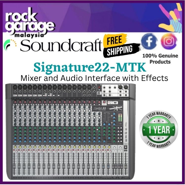 Soundcraft Signature 22 MTK Mixer and Audio Interface with Effects ...