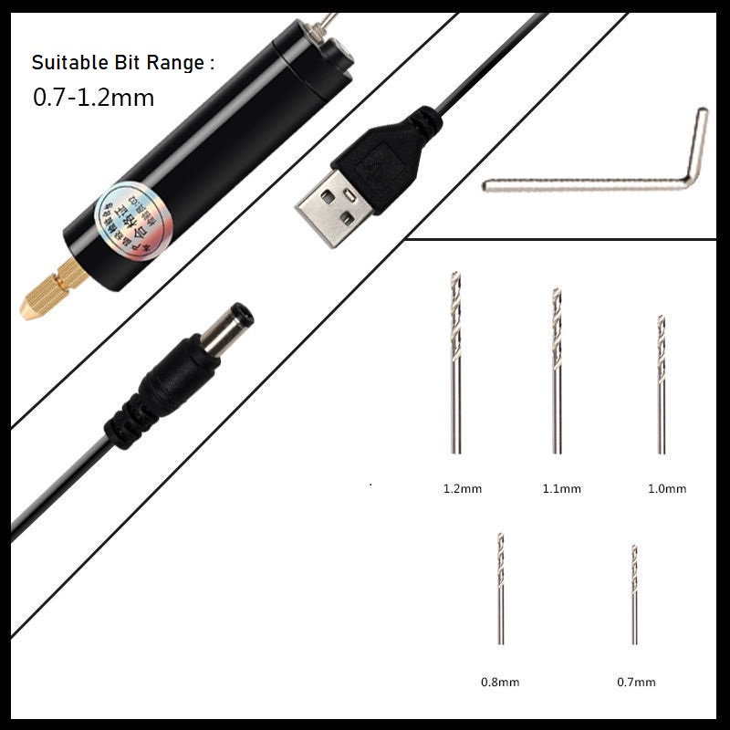 Mini Electric Drill Handheld Micro USB Drill with Bits For Epoxy Resin ...