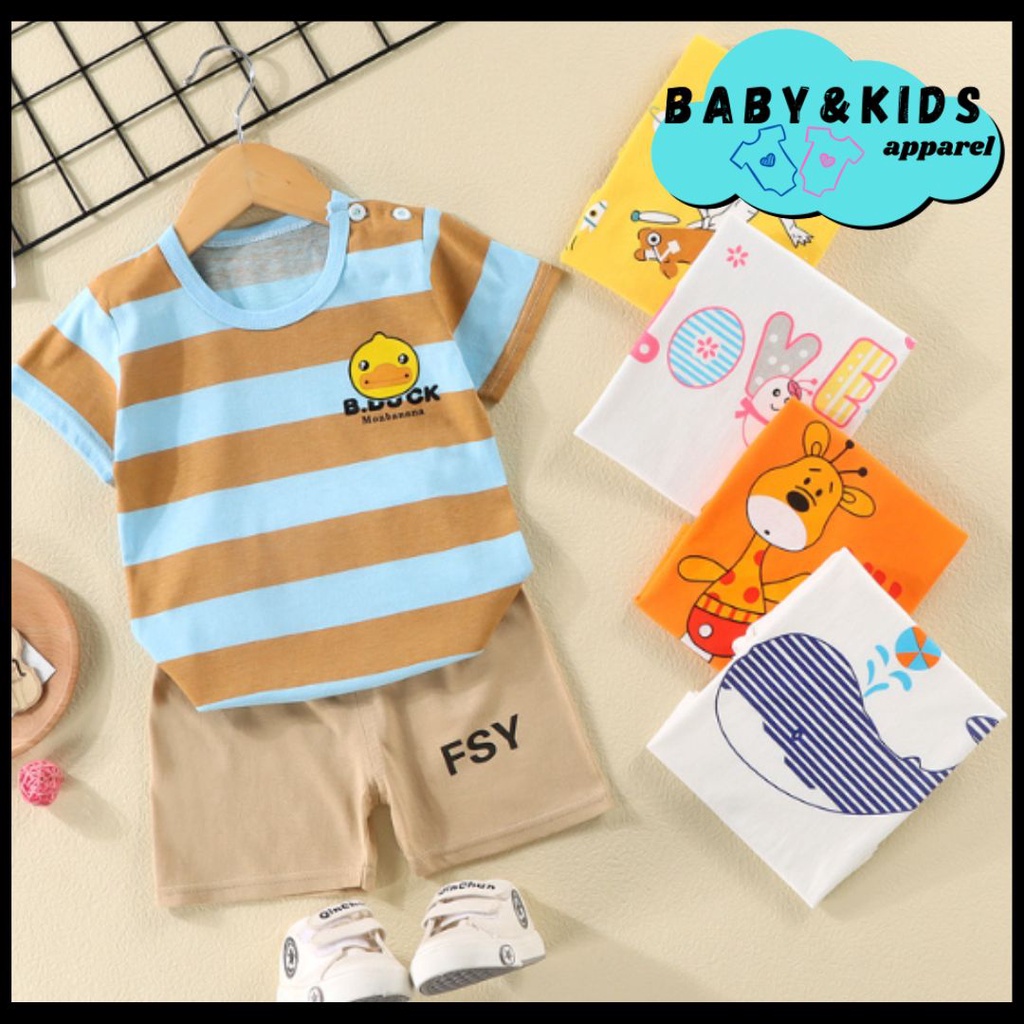 COTTON SEJUK Kids Short Sleeve T Shirt Set Clothes Baju Budak Bayi ...