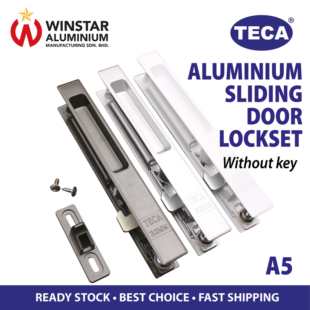 TECA Aluminium Sliding Door Lockset without Key A5 25mm / 32mm & with ...