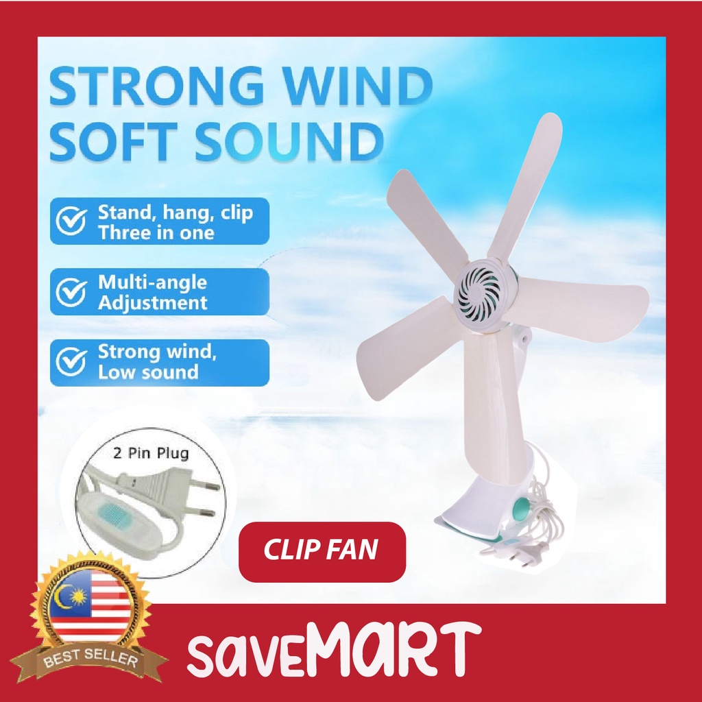 Portable 5 Blade Mini Clip Fan HJ-590A Silent Wind Table Fan / Kipas ...