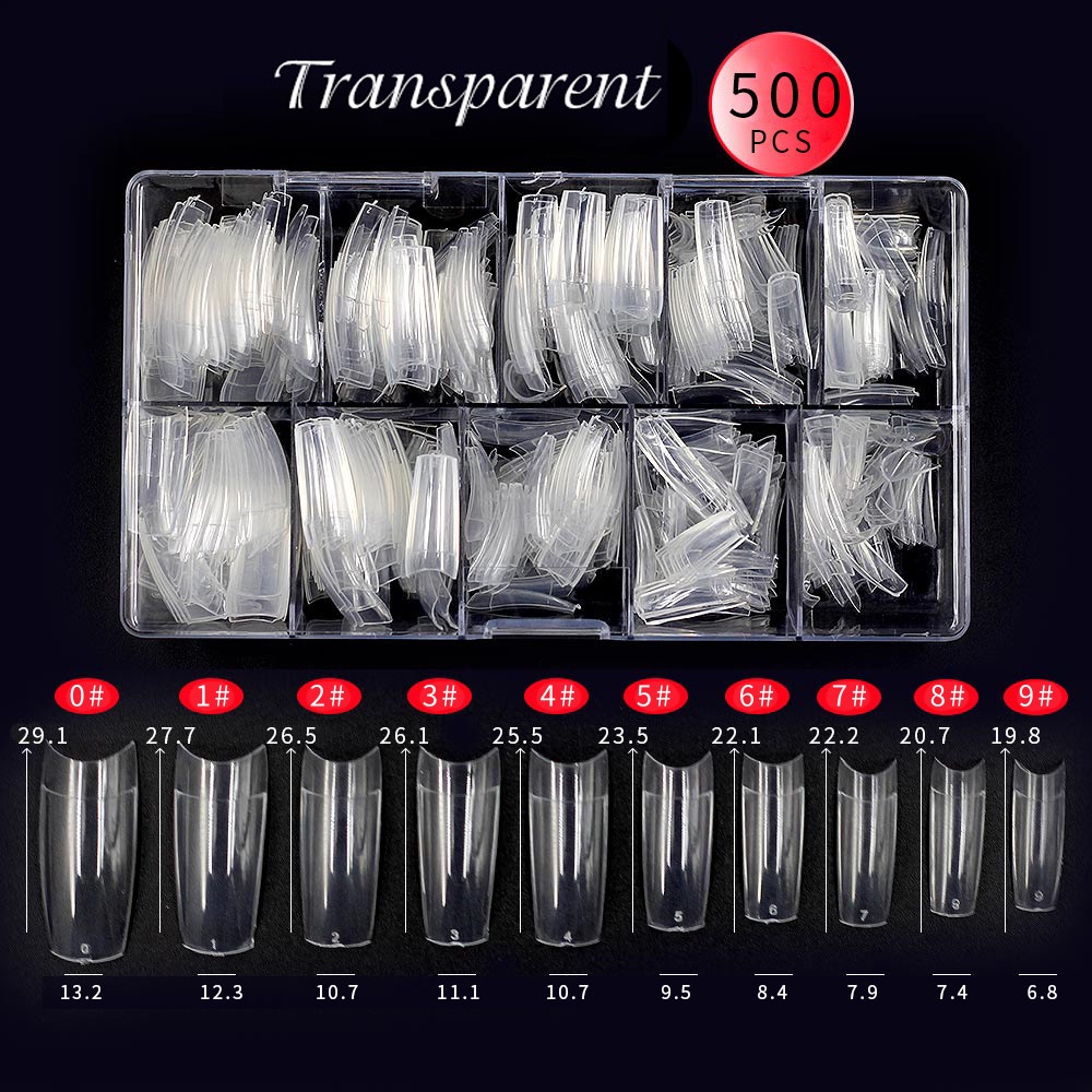 500Pcs French Nail Tips Coffin Gel Capsules Full Cover Extension Tips ...