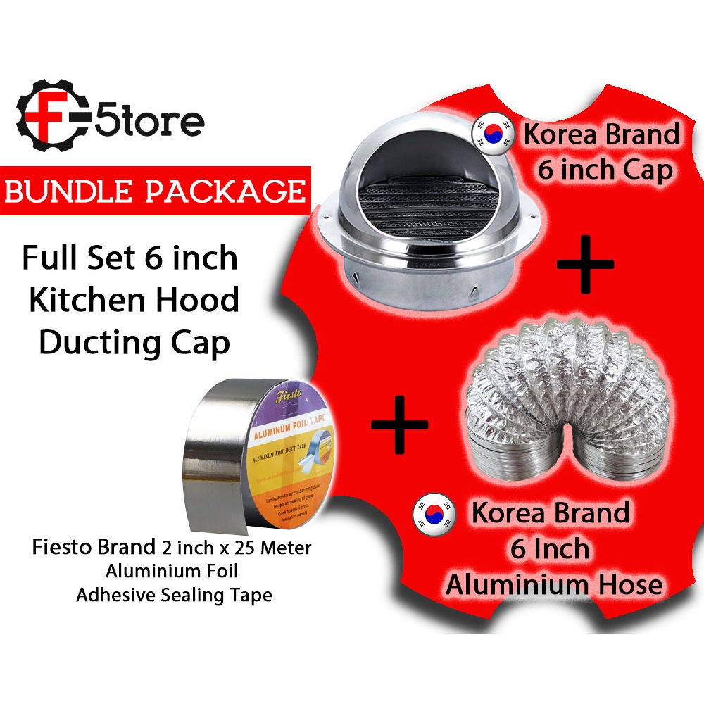 [Bundle] 6 inch Ventilation Ducting Cap & 6 inch Aluminium Foil Hose ...