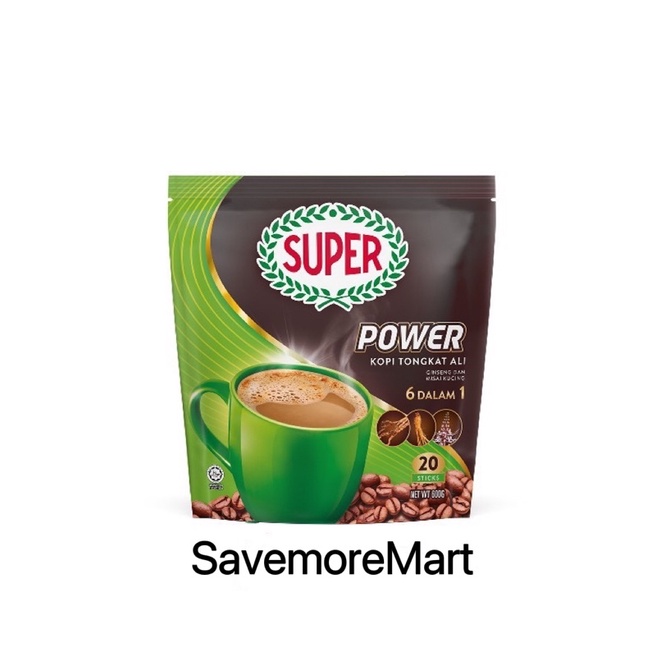 Super Power Kopi Tongkat Ali Ginseng Dan Misai Kucing 6 In 1 20 Sticks ...