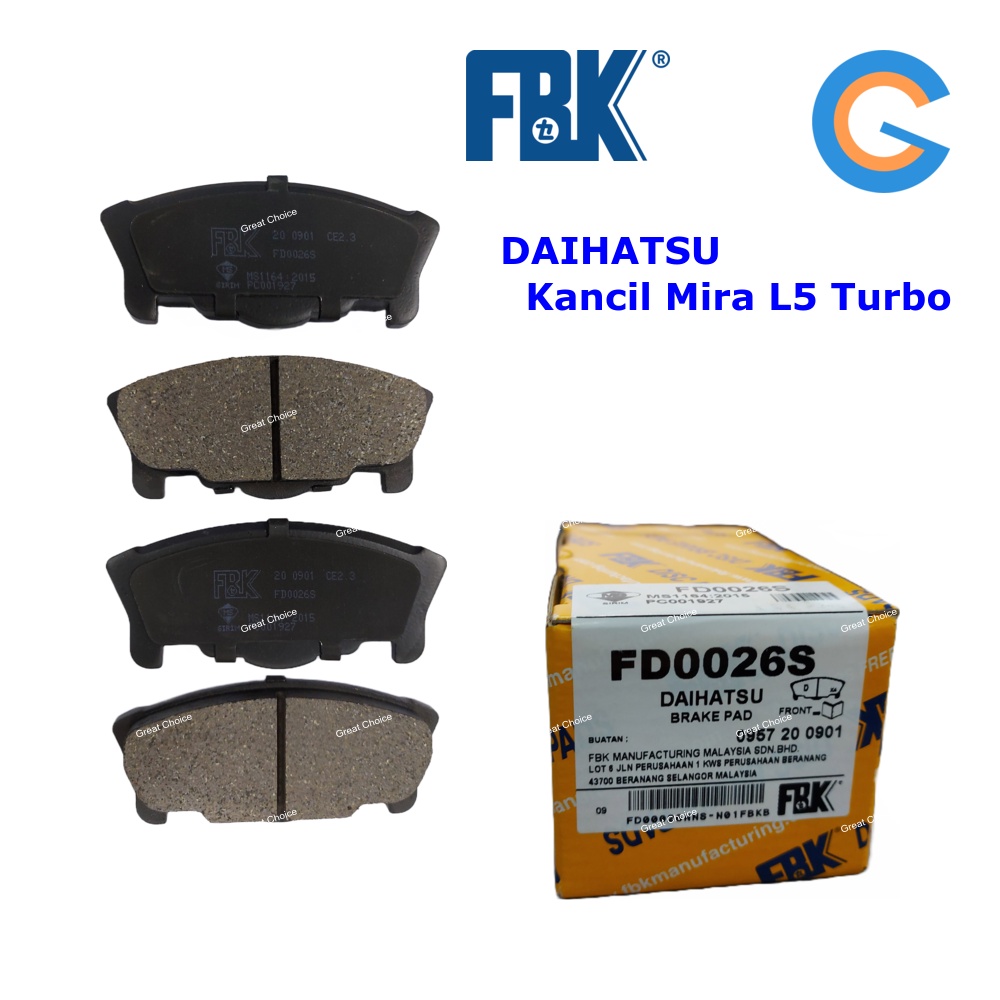 FBK Kancil Mira L5 Turbo Front (Depan) Disc Brake Pad Sumitomo DAIHATSU FD0026S | Shopee Malaysia