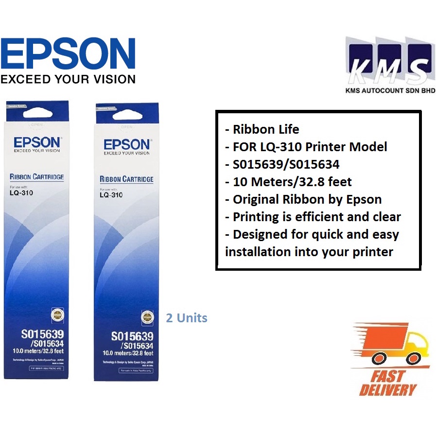 Epson LQ-310 Dot Matrix Printer Ribbon Cartridge S015639 (10 Meters ...