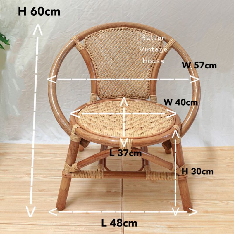 (Rattanvintage)🔥 LOW / SHORT Rattan Chair | Rattan chair with backrest ...