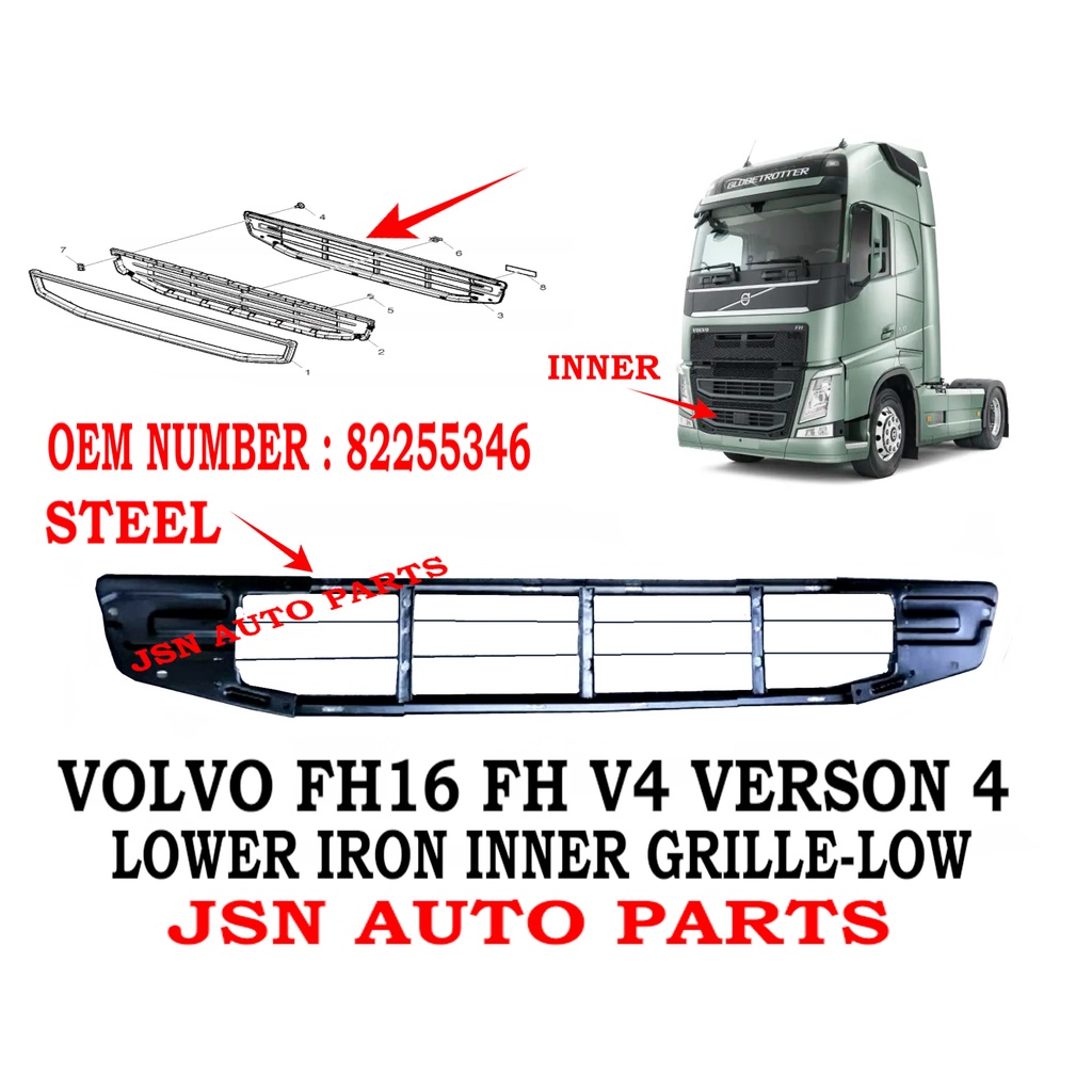 J121S14 INNER LOWER IRON GRILLE -LOWER VOLVO FH16 FH V4 VERSON 4 ...