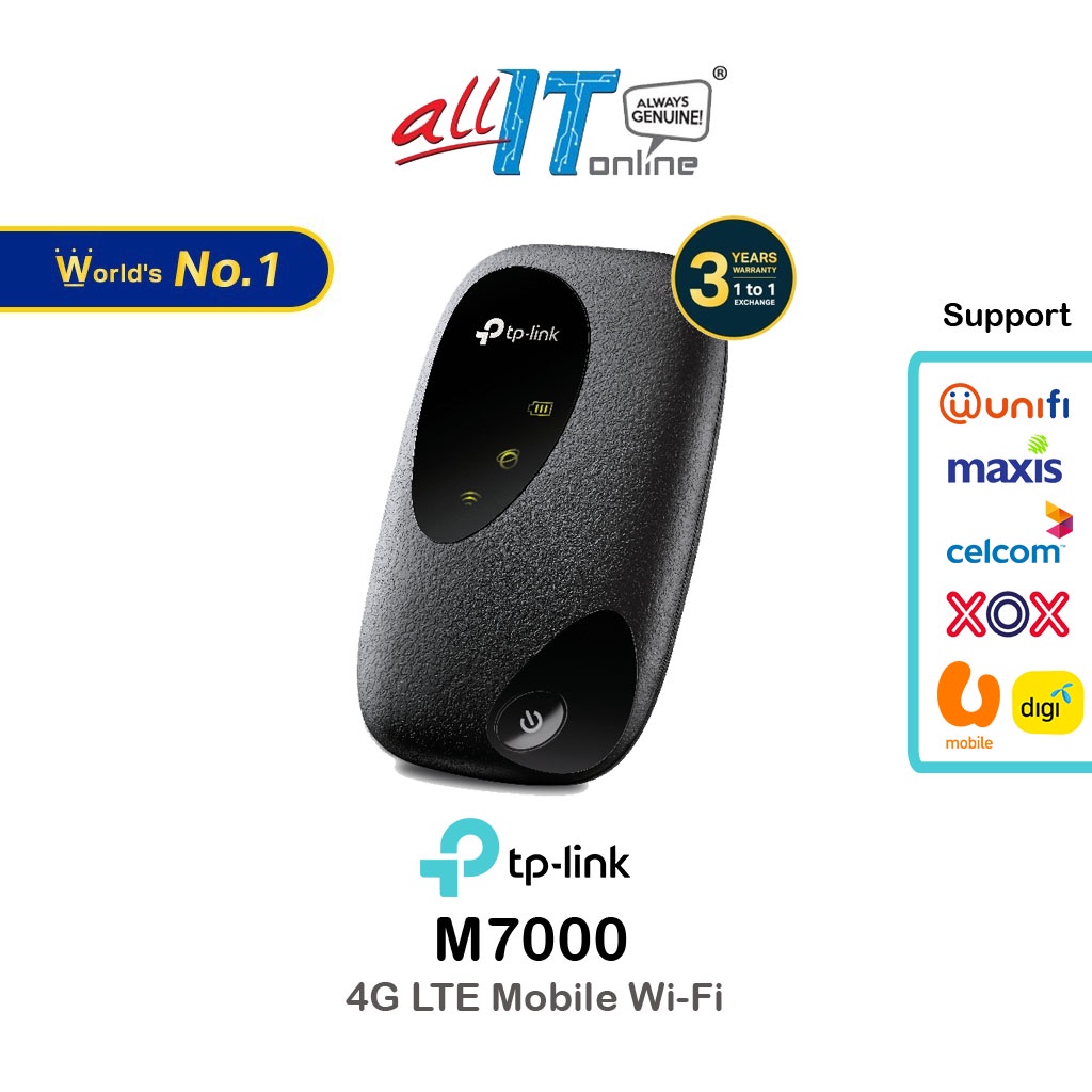 TP-LINK M7000 4G LTE Portable Mobile WiFi Direct SIM Modem Router 300Mbps TP Link Wireless MiFi ...
