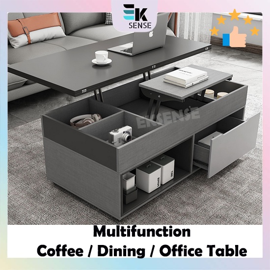 Space Saving Lifting Coffee Table Multifunction Foldable Dining Office ...