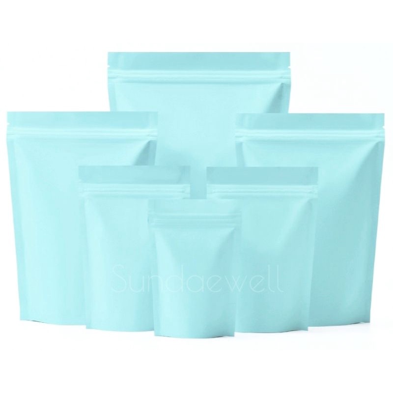 Aluminum Zip-Lock Stand Pouch Air-tight Bag Packaging Sky Blue Color ...
