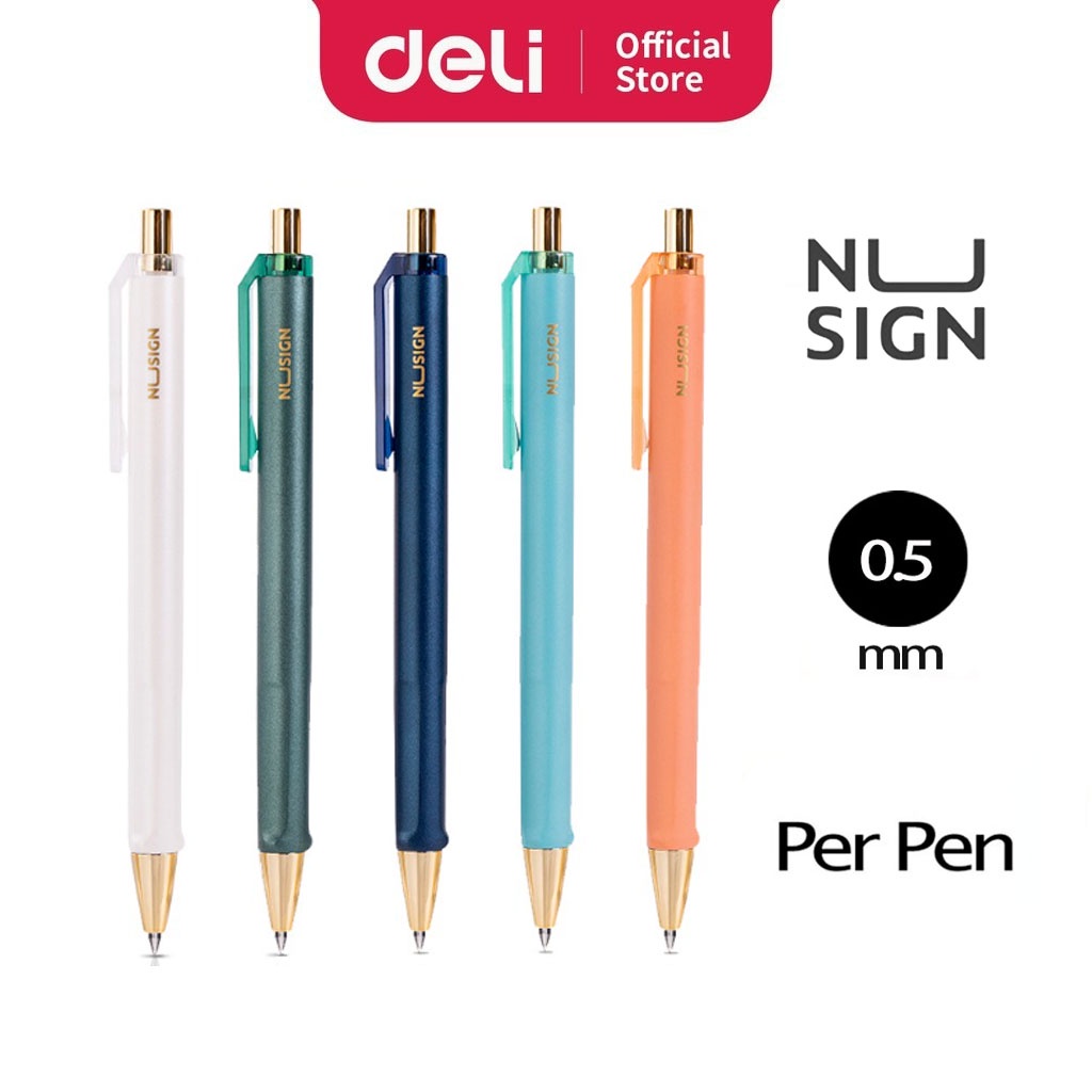 Deli Gel Pen NS557 Nusign Series Black Ink Pens 0.5mm Bullet Tip ...