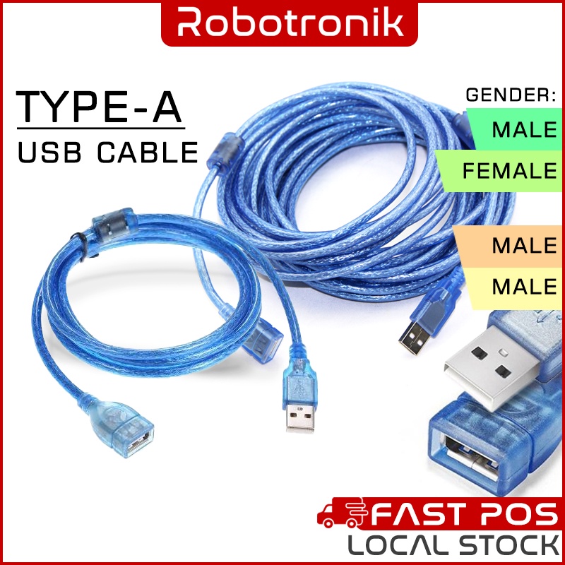 Type-A USB Cable (Data & Power) Male Female Extension 150CM 1.5 Meter 5 ...