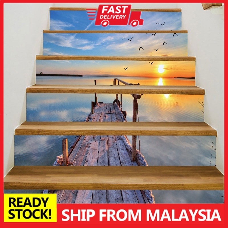 Sunset Sky Beach Seaview Scenery Background Staircase Decoration PVC ...