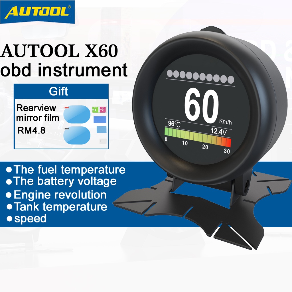 AUTOOL X60 OBD2 HUD Oil tempreture Meter Speed Meter Voltmeter Odometer ...