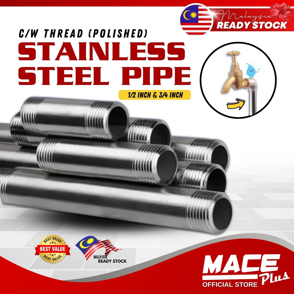 Stainless Steel Pipe Connector Water With Thread Pipe Extension ...