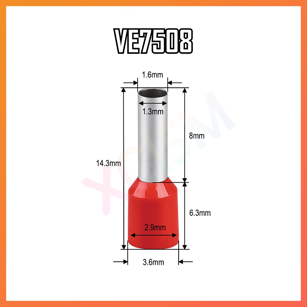 (100 Pcs) VE Series Insulated Bootlace Ferrule Cord End Sleeve Wire ...