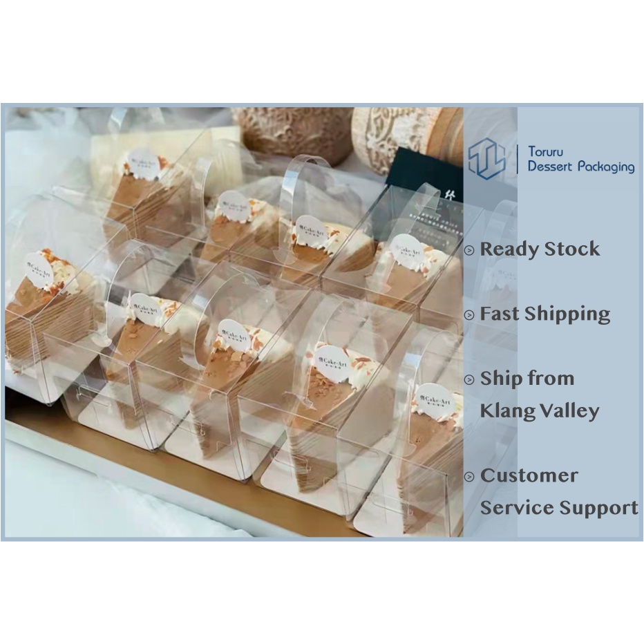 Slice Cake Box Cake Transparent Box with Handle Kotak Kek Slice Potong ...