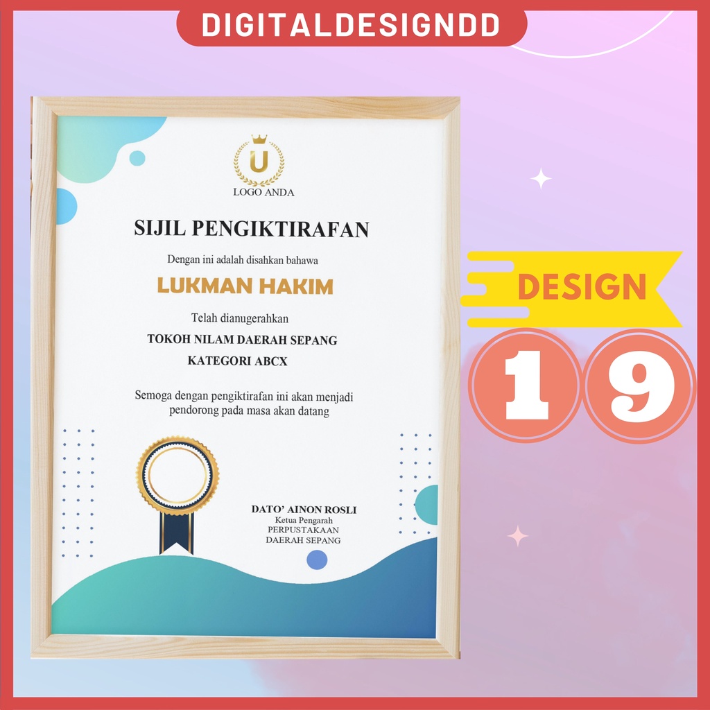Sijil digital 48 template digital certificate pelbagai pilihan edit ...