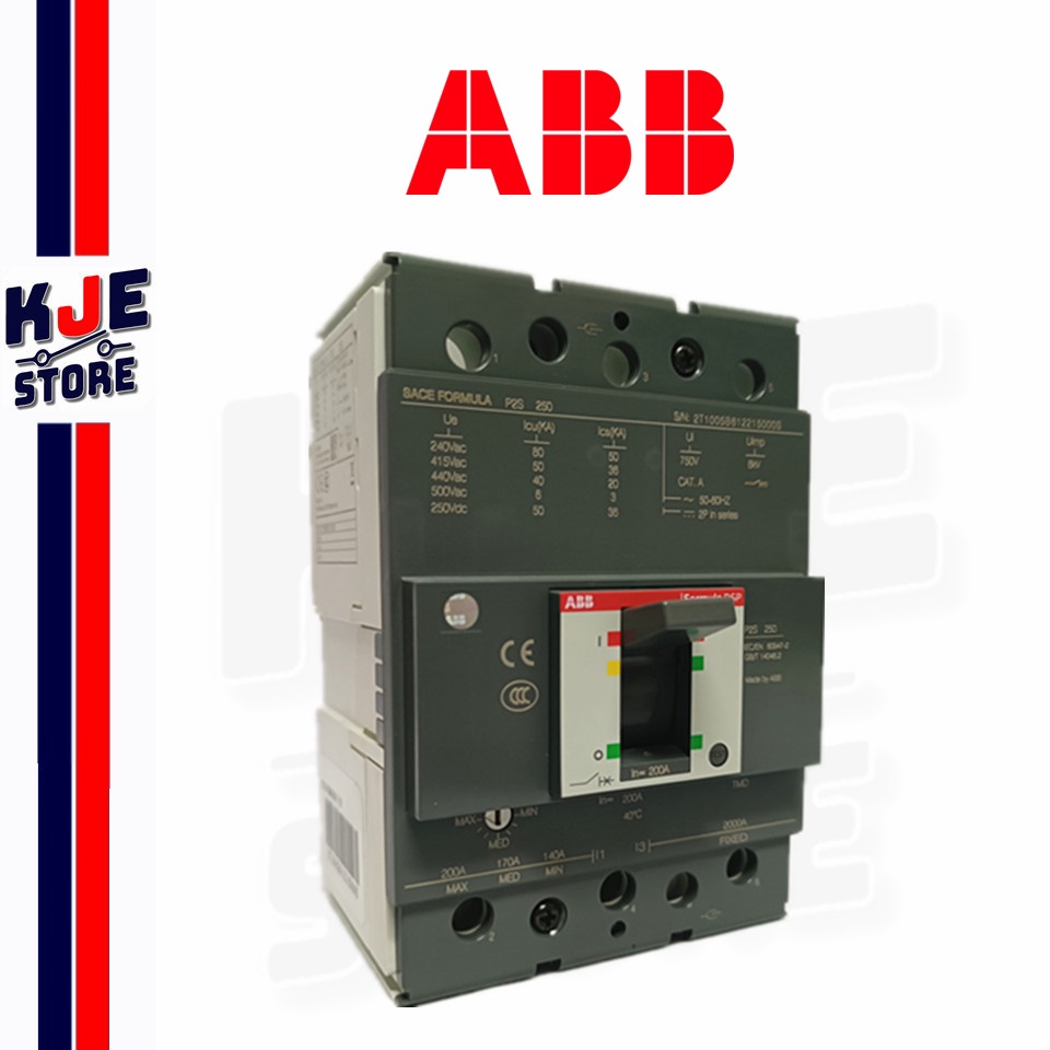 ABB-P2S250-3P/200A 1SDA116349R1 ABB MCCB P2S 250 TMD 200-2000 3p F F 50kA | Shopee Malaysia