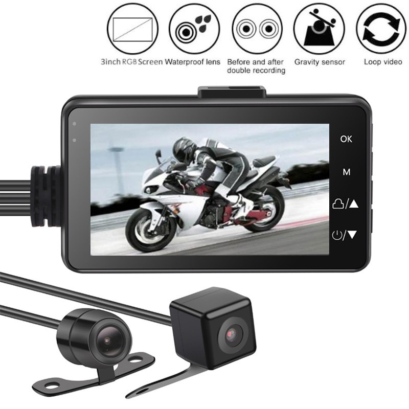 Motorcycle Dual Camera DVR Motor Dash Cam with Special Dual-track Front ...