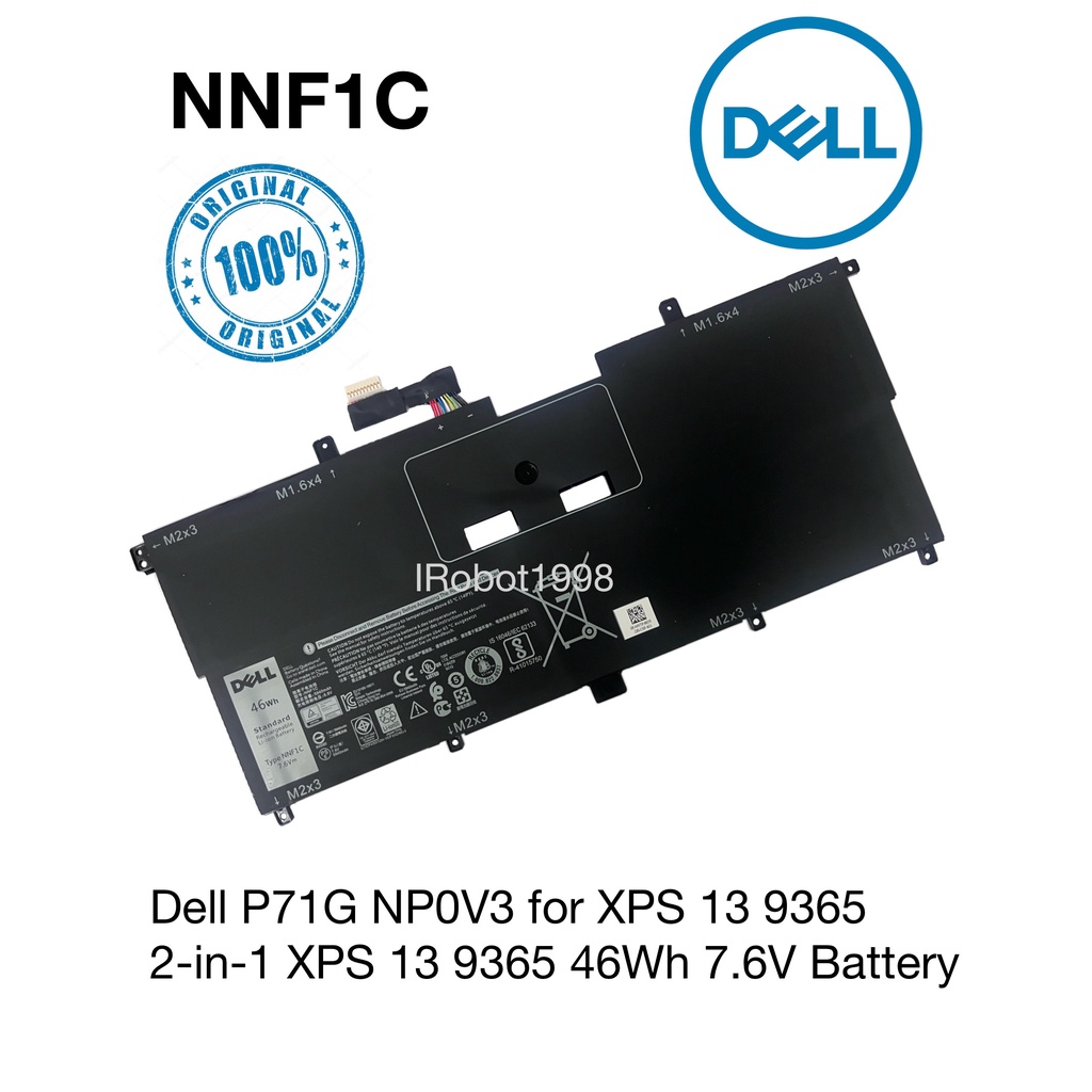 Original Dell NNF1C P71G NP0V3 for XPS 13 9365 XPS 13 9365 2-IN-1 46Wh ...