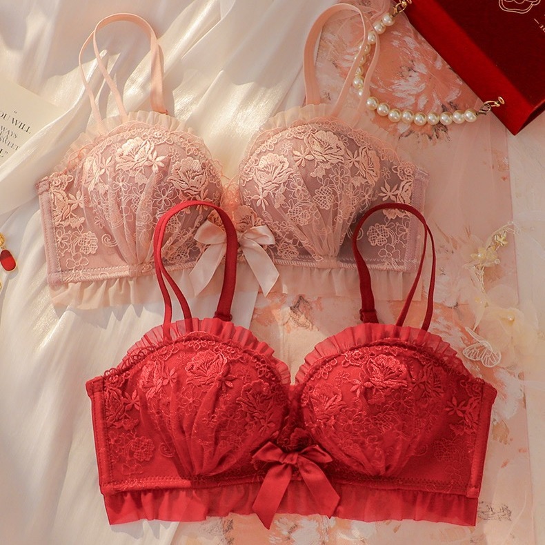 Sexy Embroidery Lace Push Up Bra Wireless Underwear Lingerie Female Set | Shopee Malaysia