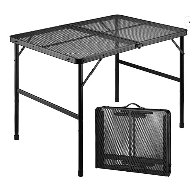 FOLDING PORTABLE full mesh TABLE MEJA CAMPING BLACK TABLE MESH | Shopee ...