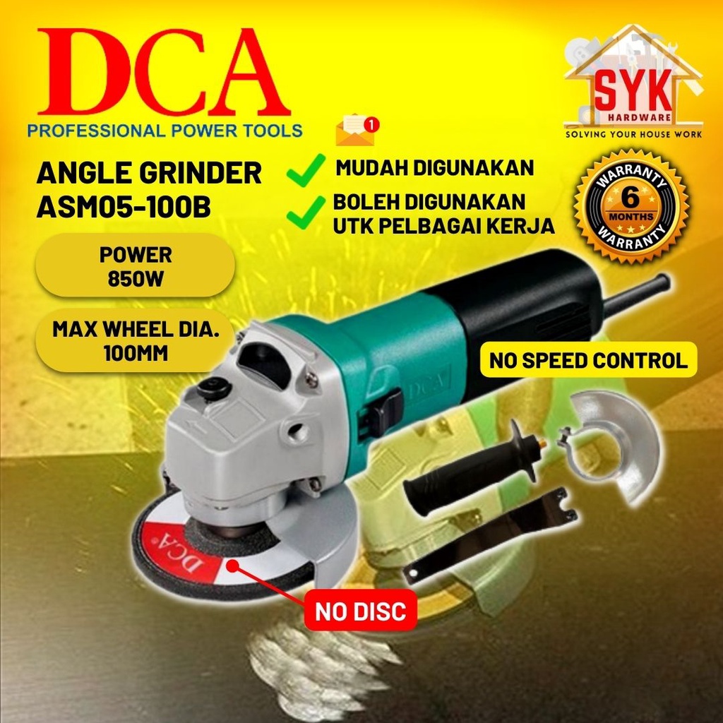 SYK DCA ASM05-100B Angle Grinder Machine Woodworking Power Tools Mesin ...