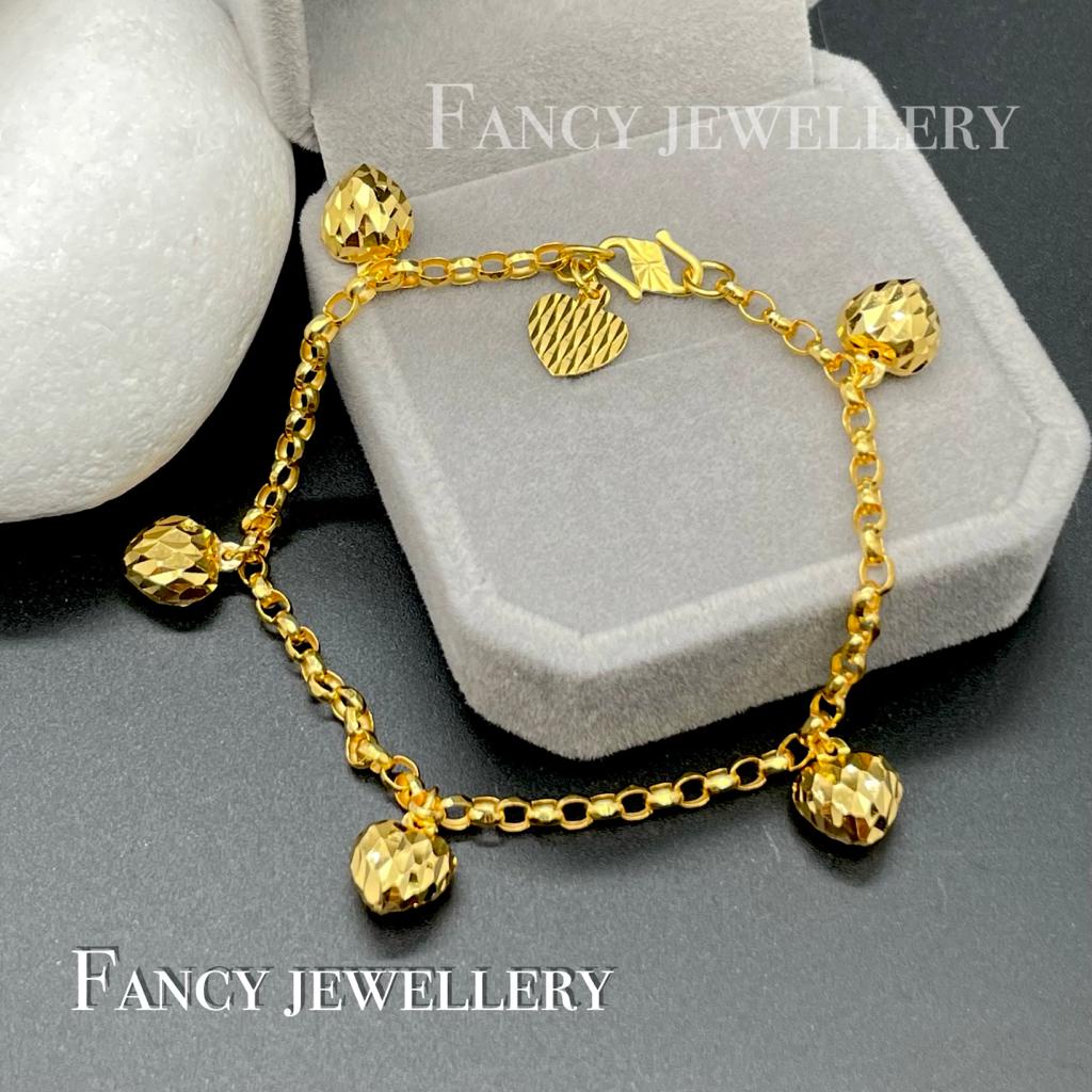 💎💎Fancy Jewellery💎💎 Emas 916 Rantai Tangan Candy Gantung 5 Love ...