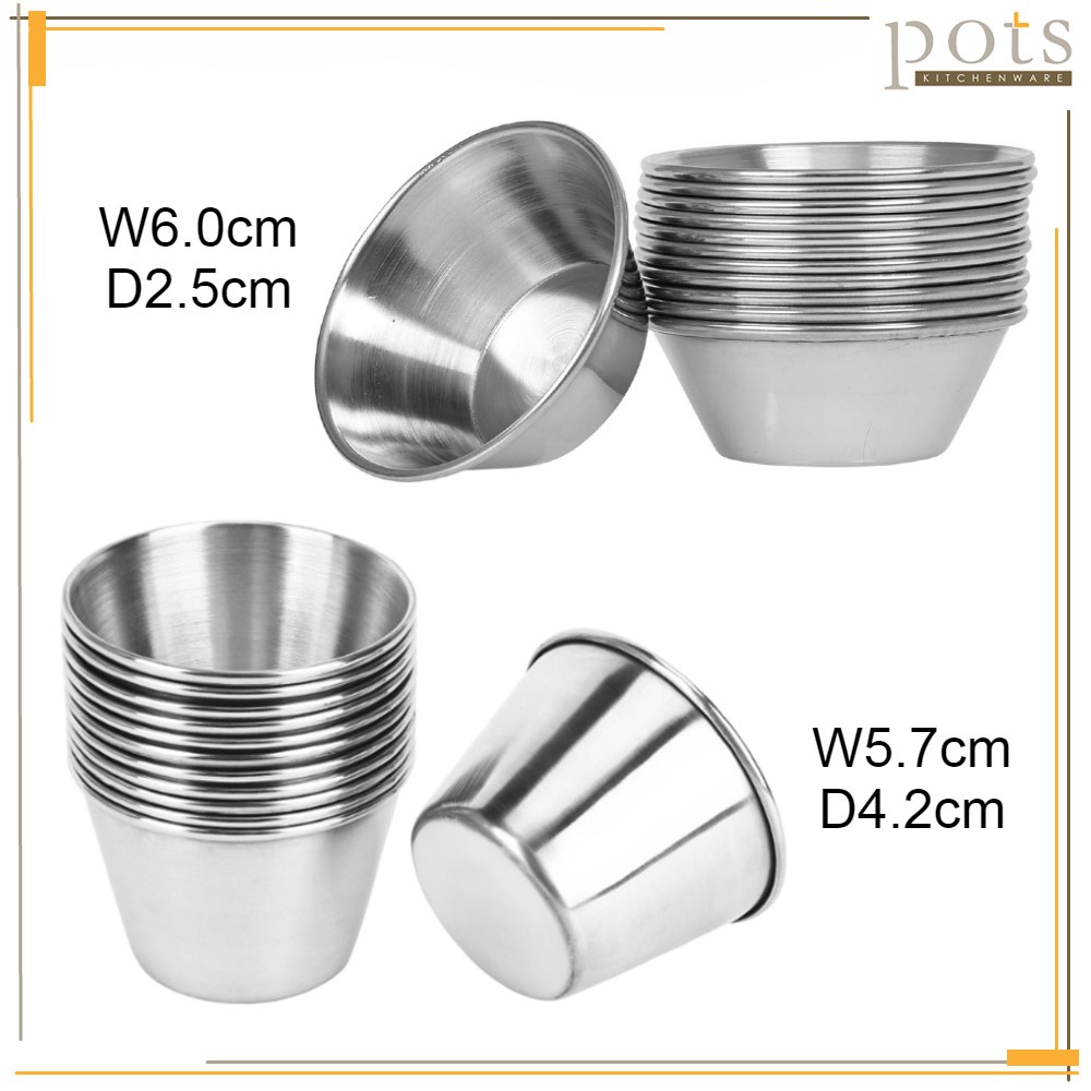 6pcs Stainless Steel Deep Sauce Cup Condiment Sauce Dipping Cup Bekas ...