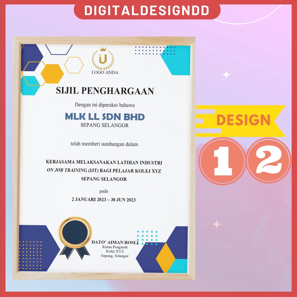 Sijil digital 48 template digital certificate pelbagai pilihan edit ...