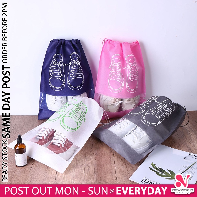 𝗧𝗥𝗔𝗡𝗦𝗣𝗔𝗥𝗘𝗡𝗧 𝗩𝗜𝗘𝗪 》Non Woven Drawstring Shoes Storage Bag Multi Usage ...