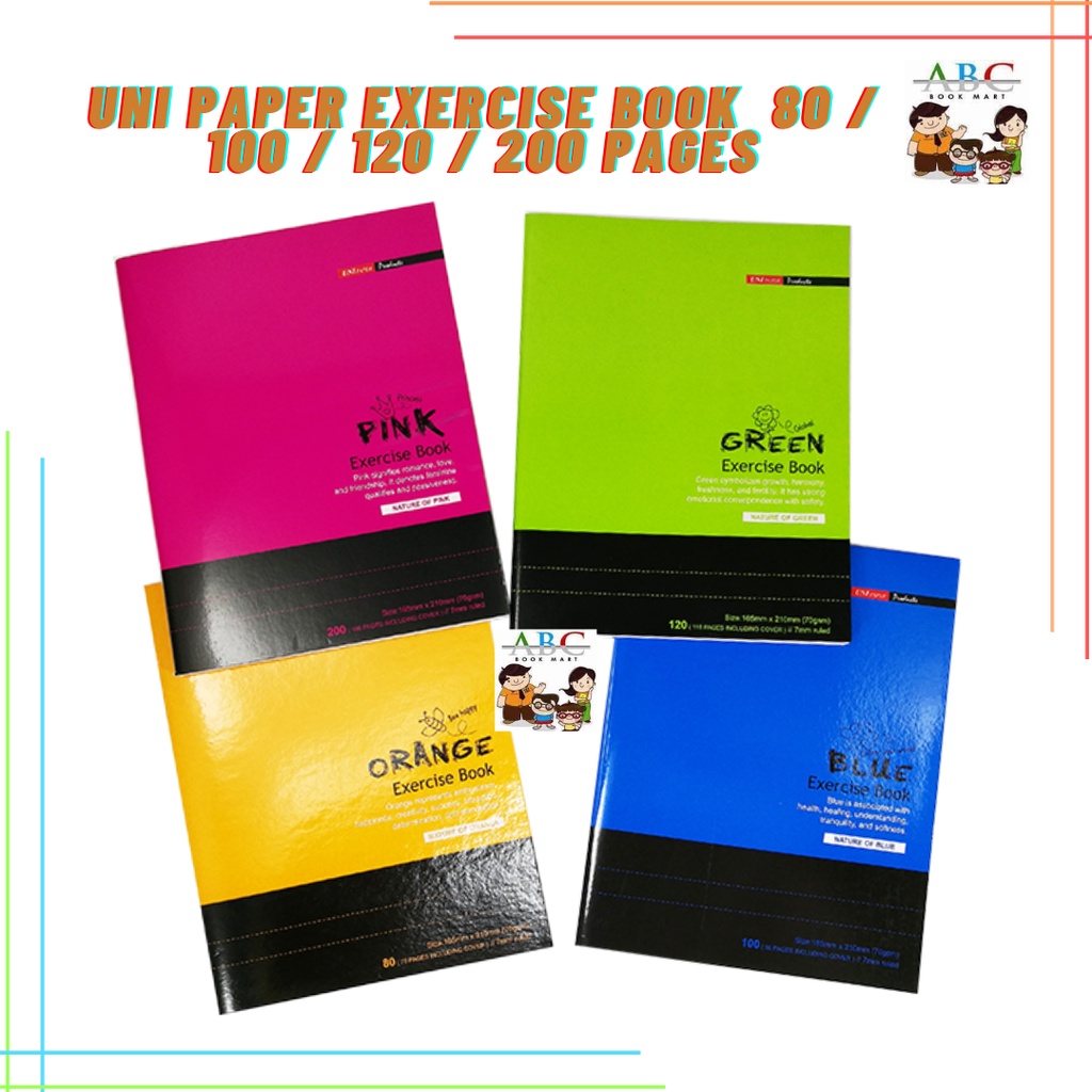 ( READY STOCK ) UNI PAPER EXERCISE BOOK F5 80 / 100 / 120 / 200 PAGES ...