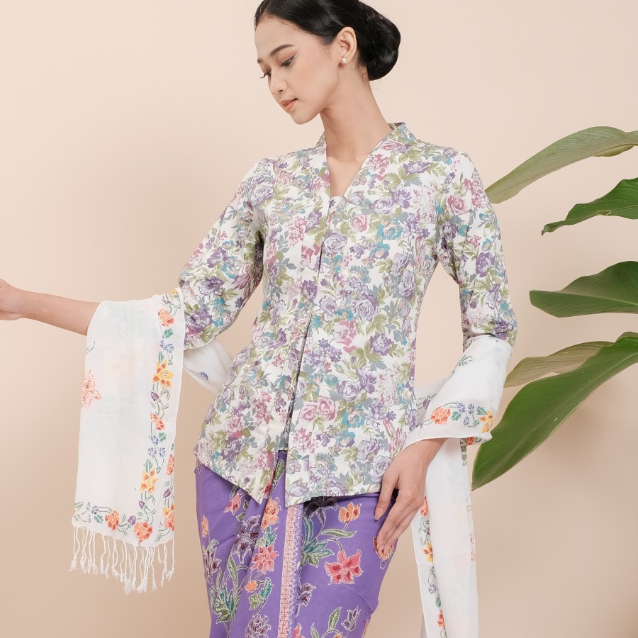 UNGU HIJAU KATUN Kebaya Kartini Florine 7/8 Sleeves Meradelima Japanese ...