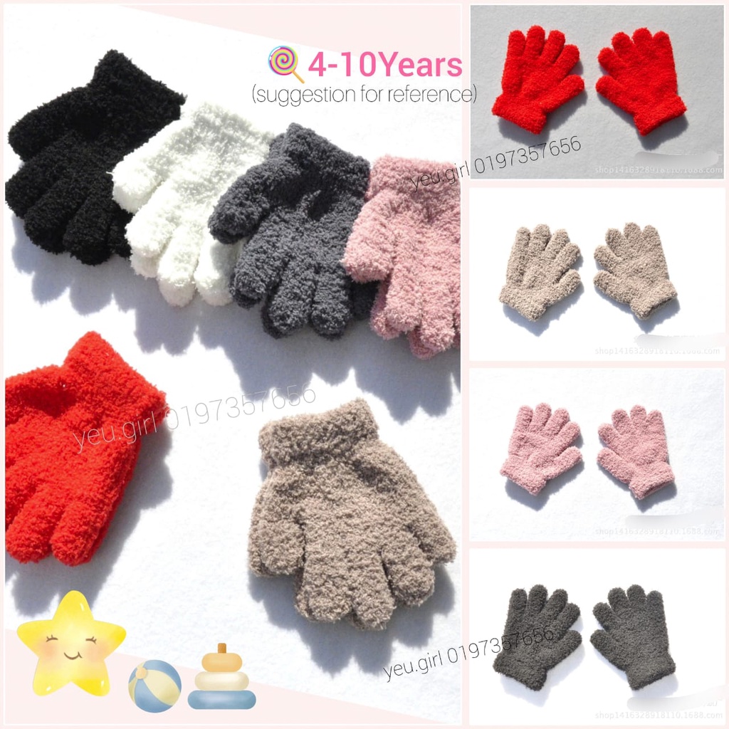 3-6Years/5-11Years-Kids Winter Warm Candy Color Boy Girl Full/Half ...