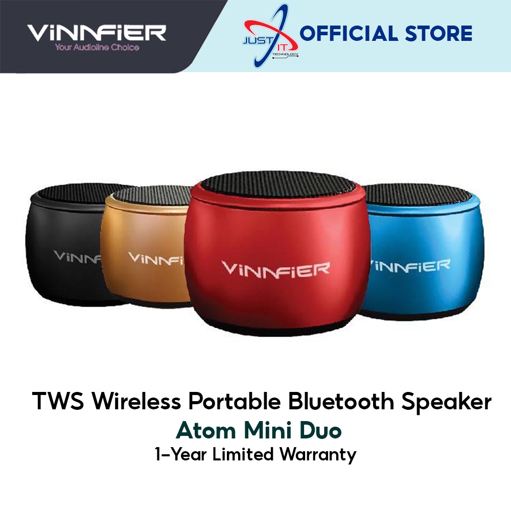 Vinnfier Atom Mini Duo Bluetooth Mini Portable Wireless Speaker - Black ...
