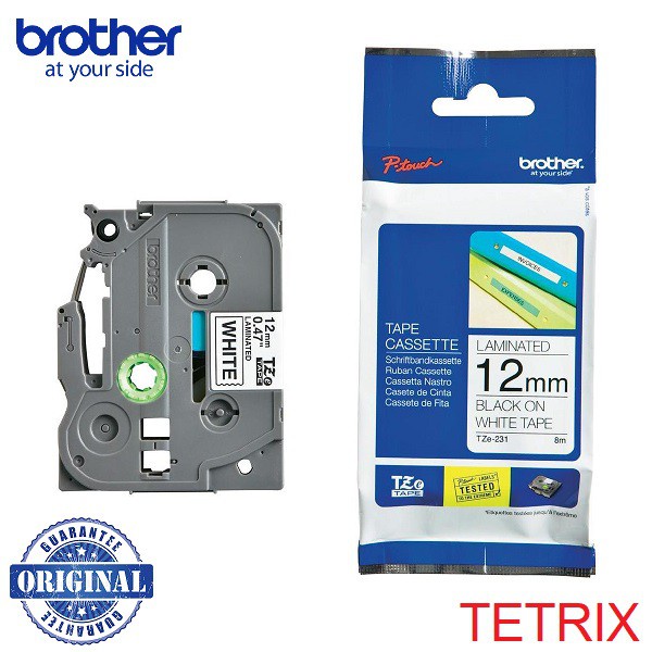 Brother Original TZe-231 Black on White 12mm Genuine Laminated Tape ...