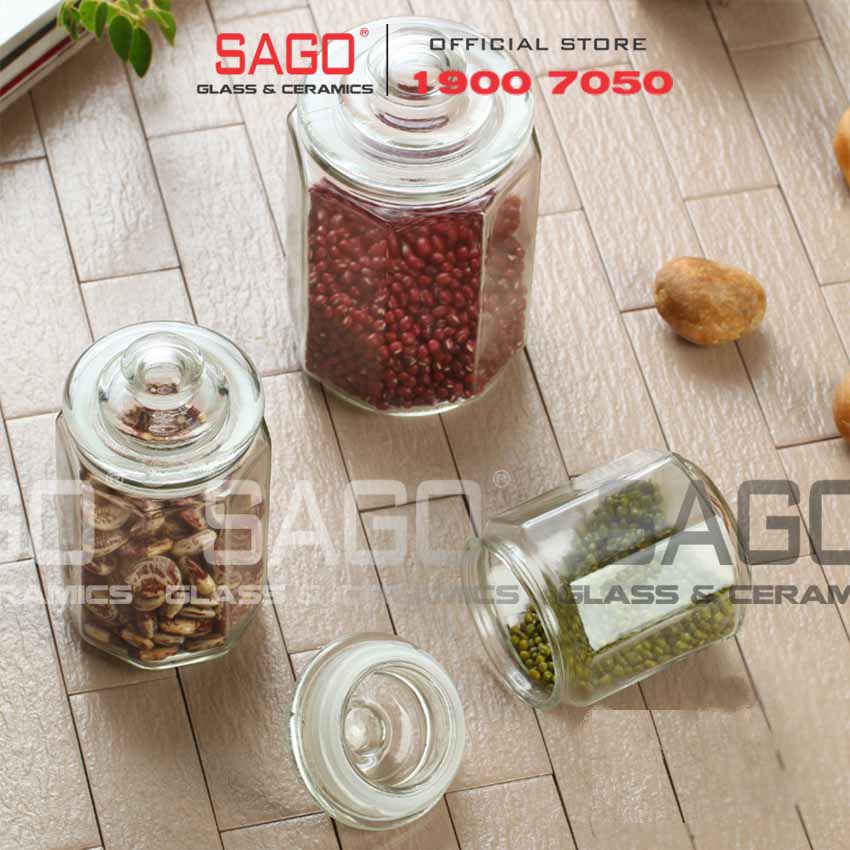 Hexagonal Glass Jar With Glass Lid (260ml - 380ml - 550ml -900ml) | Shopee Malaysia