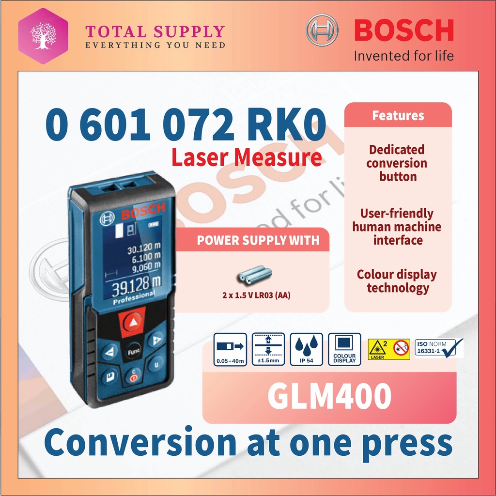 GLM400 BOSCH DIGITAL LASER MEASURING TOOL / GLM 400 RANGE FINDER ...