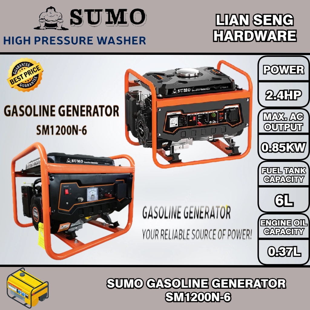 SUMO GASOLINE GENERATOR SM1200N-6 | Shopee Malaysia