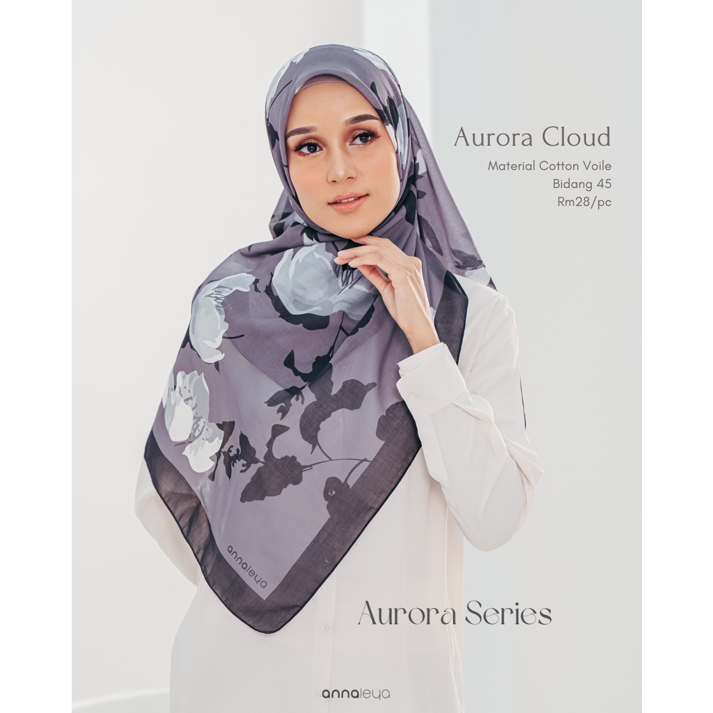 Annaleya Tudung Bawal Printed Cotton Voile (Aurora Series) >> Code Aurora Cloud | Shopee Malaysia