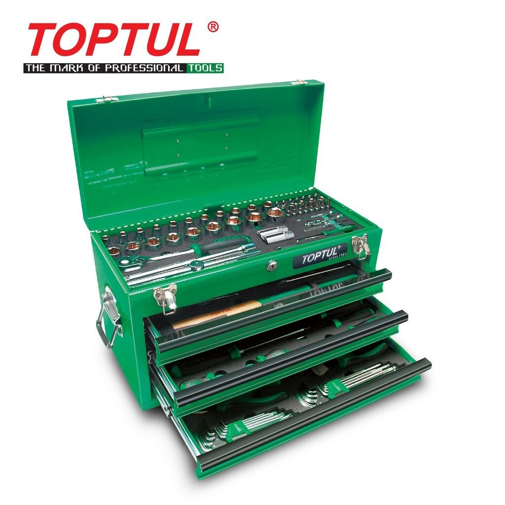 TOPTUL 99pcs Professional Mechanical Tool Set W/3-Drawer Tool Chest ...