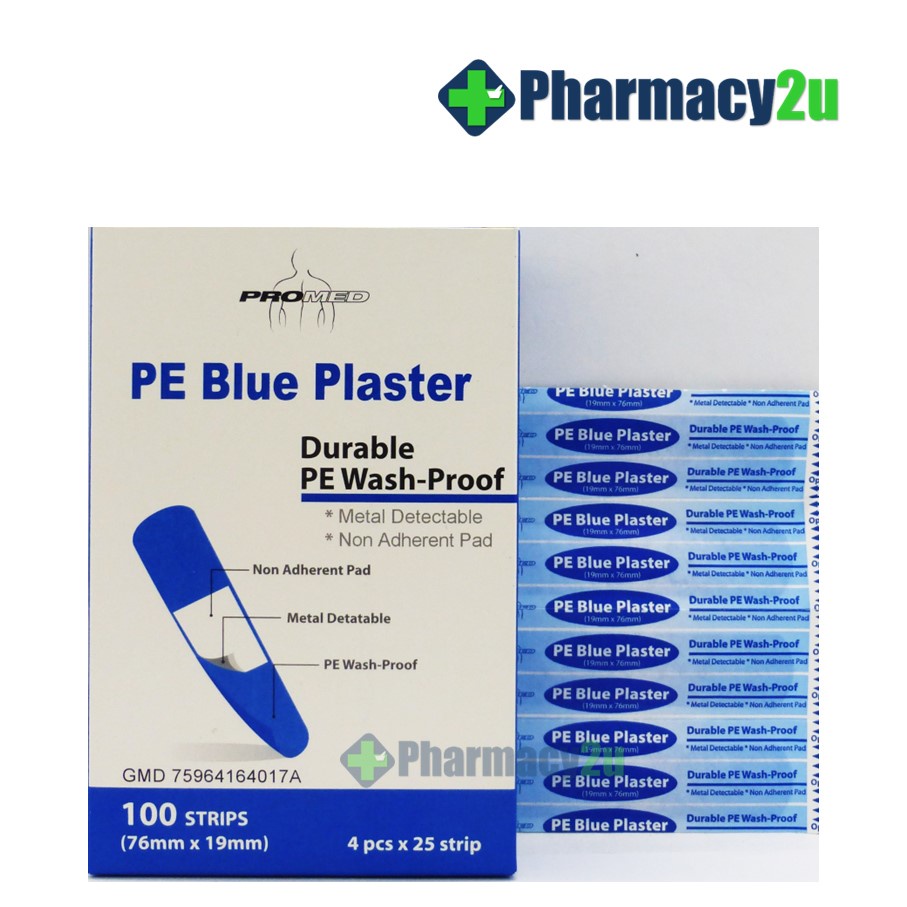 PROMED PE BLUE PLASTER WASH-PROOF METAL DETECTABLE 100S(F&B/FOOD ...