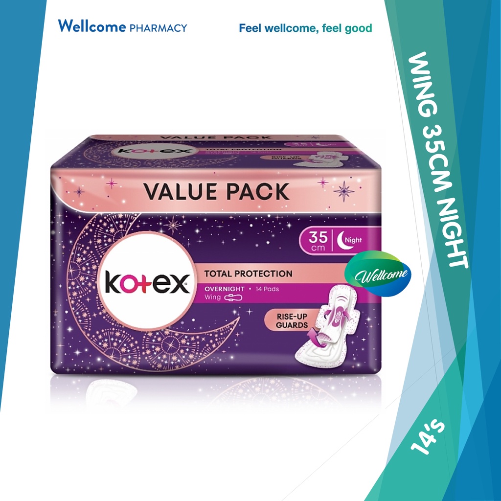 Kotex Total Protection Overnight Wing 35cm Sanitary Pads with ProActive ...