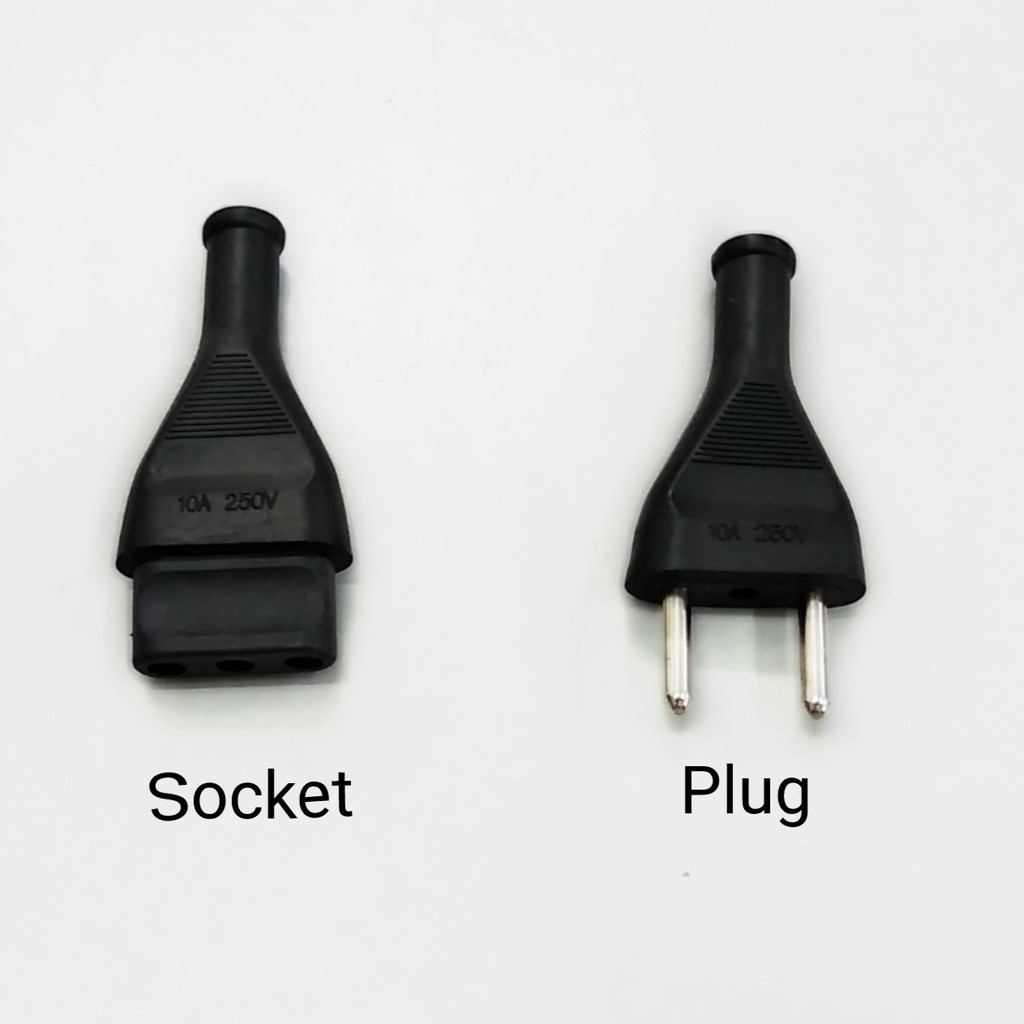 2 Round Pin Plug & Socket 250VAC 10A | Shopee Malaysia
