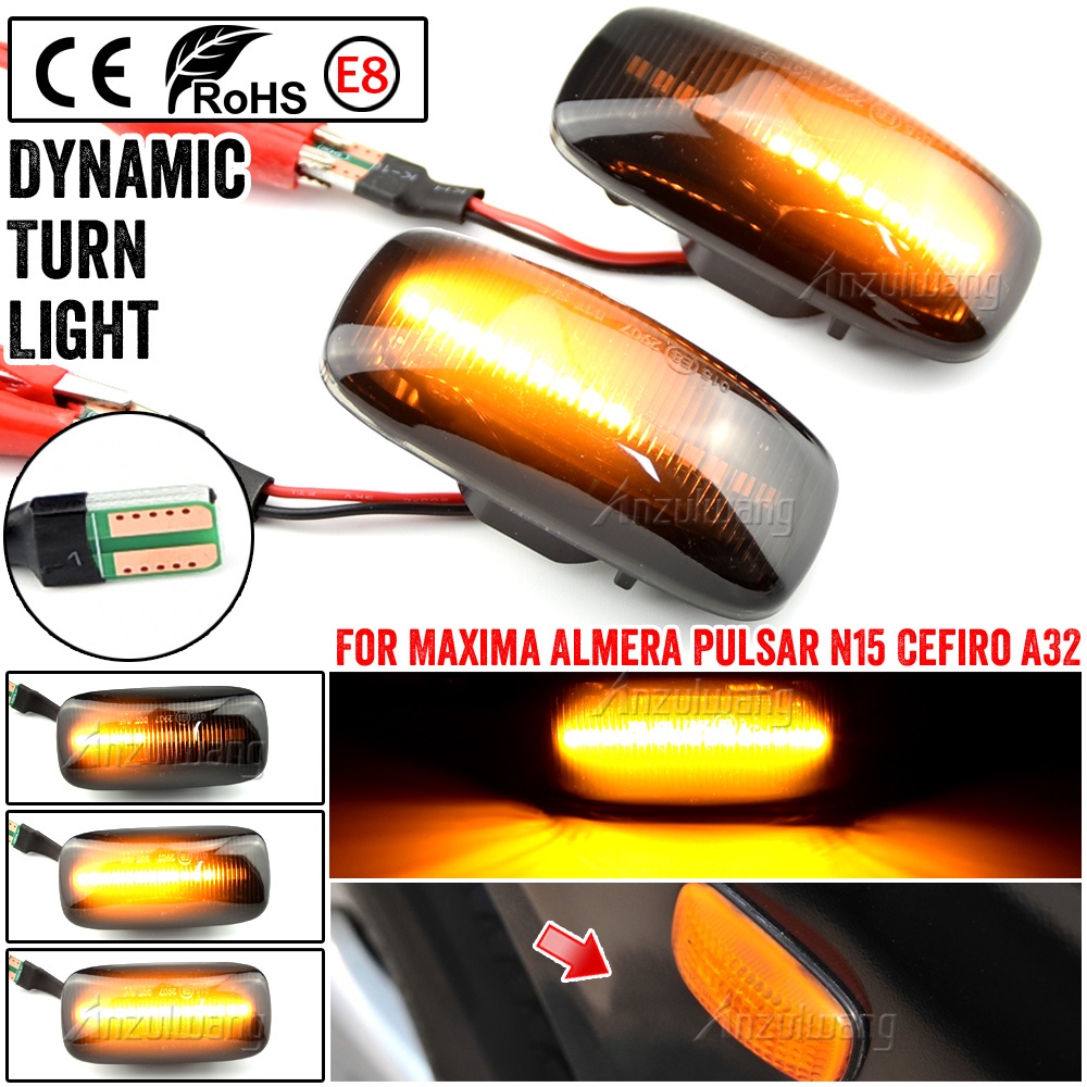 2Pcs LED Dynamic Turn Signal Light Side Marker Sequential Fender Lamp ...